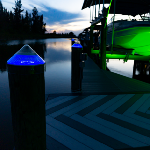 Blue Solar Dock Light – 12 Inch Cap • DokLite Solar Piling Light by ...