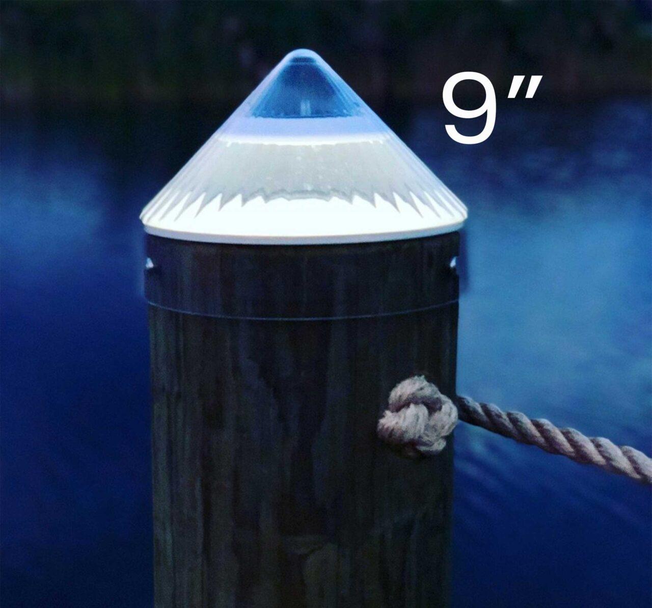 White Solar Dock Light – 9 Inch Cap • DokLite by Dock Life