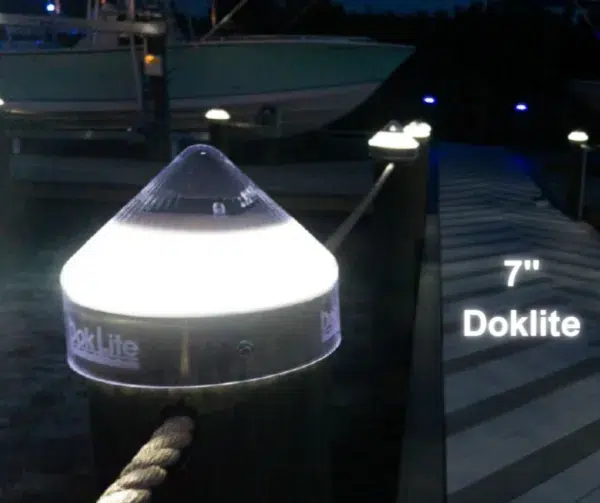 White Solar Dock Light – 7 Inch Cap • DokLite Solar Piling Light by ...